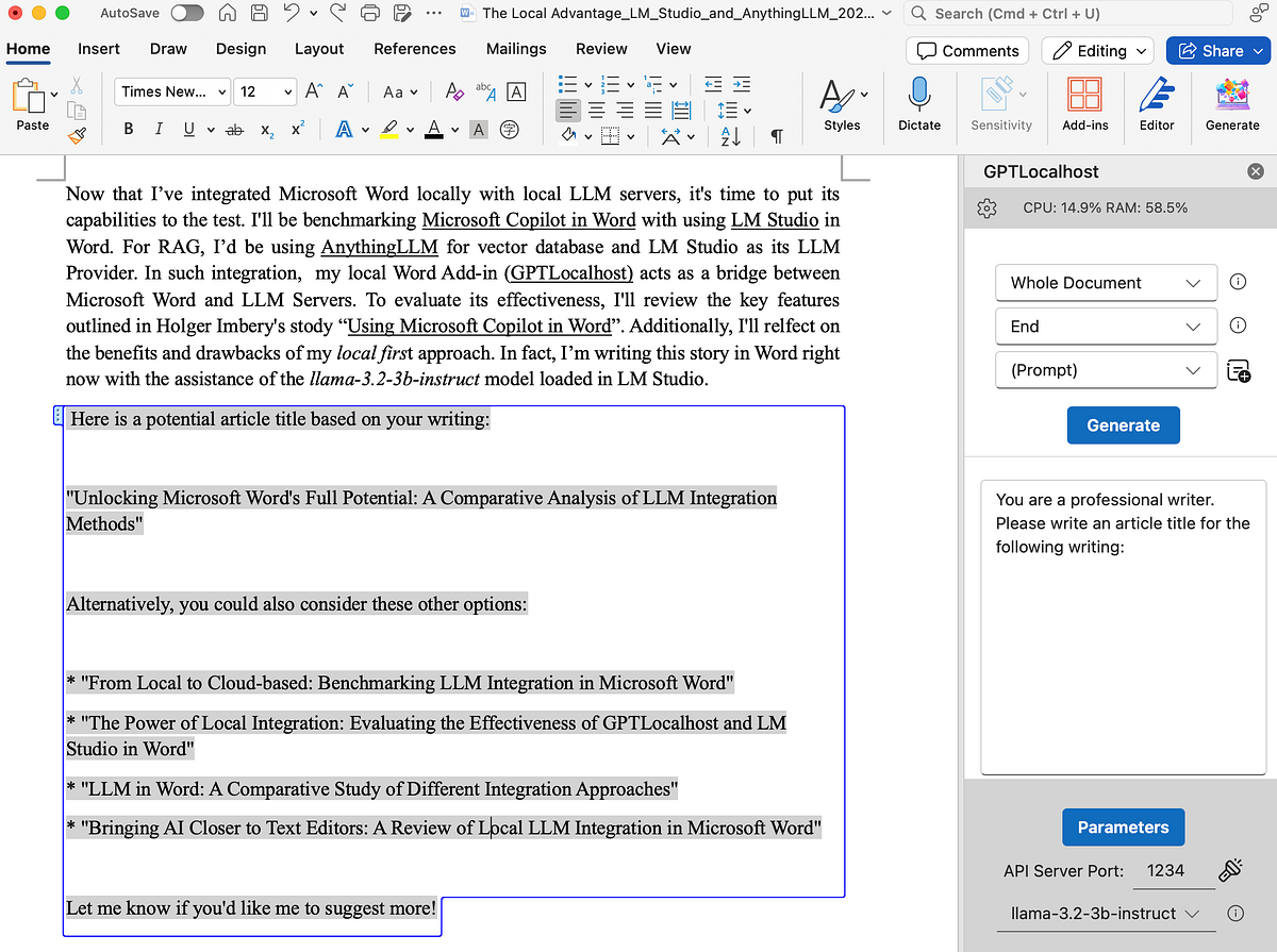 LM Studio in Microsoft Word: Pros over Copilot | Medium