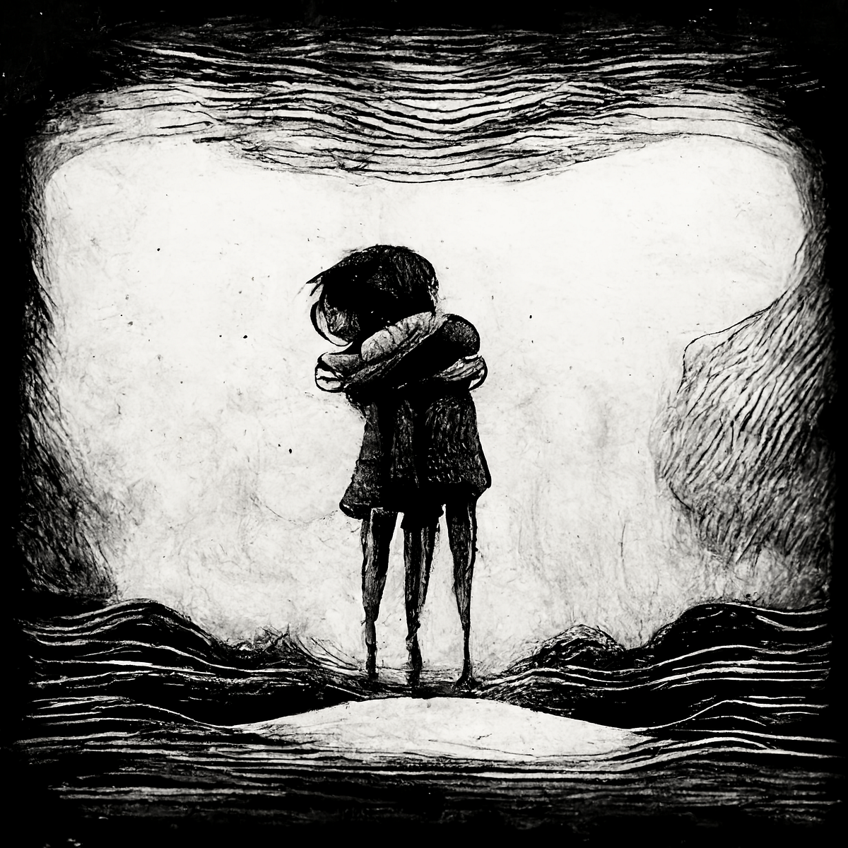 Boy Walking Alone Drawing