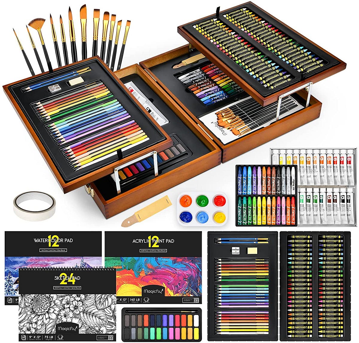 Magicfly 167 Piece Art Set with Wooden Art Box, Professional Art ...
