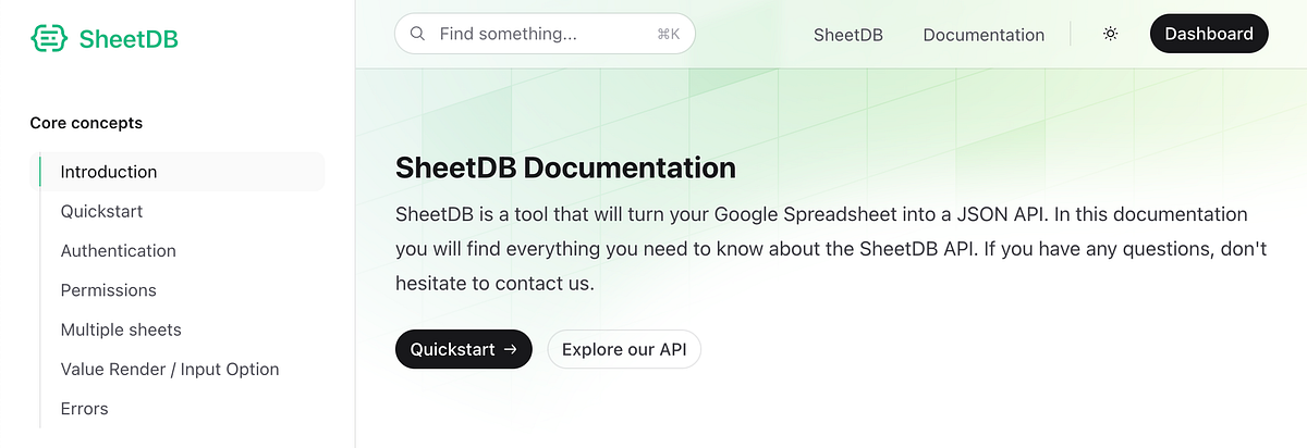 New documentation in SheetDB. We know that as a developer, having… | by Chris Switalski | SheetDB
