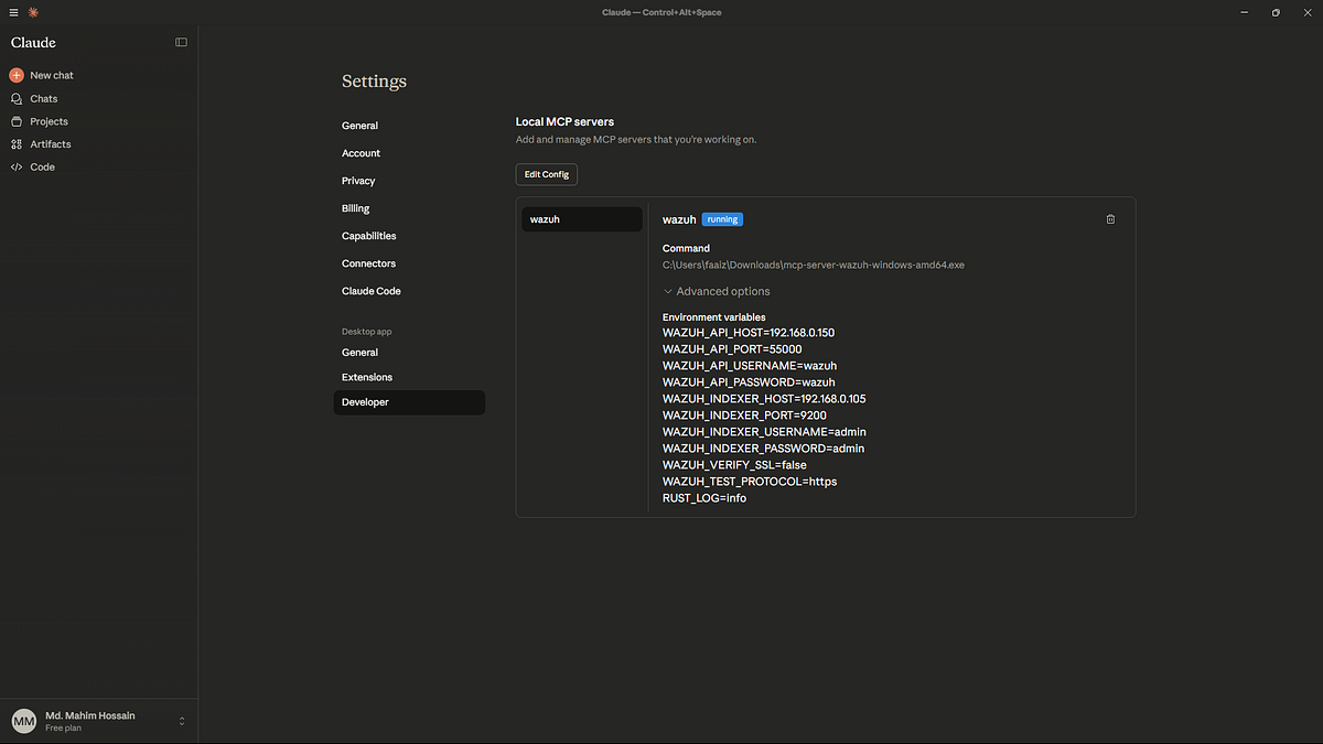 Wazuh SIEM Lab with AI Claude Desktop & MCP Server for Threat Analysis | by Md. Mahim Hossain ...
