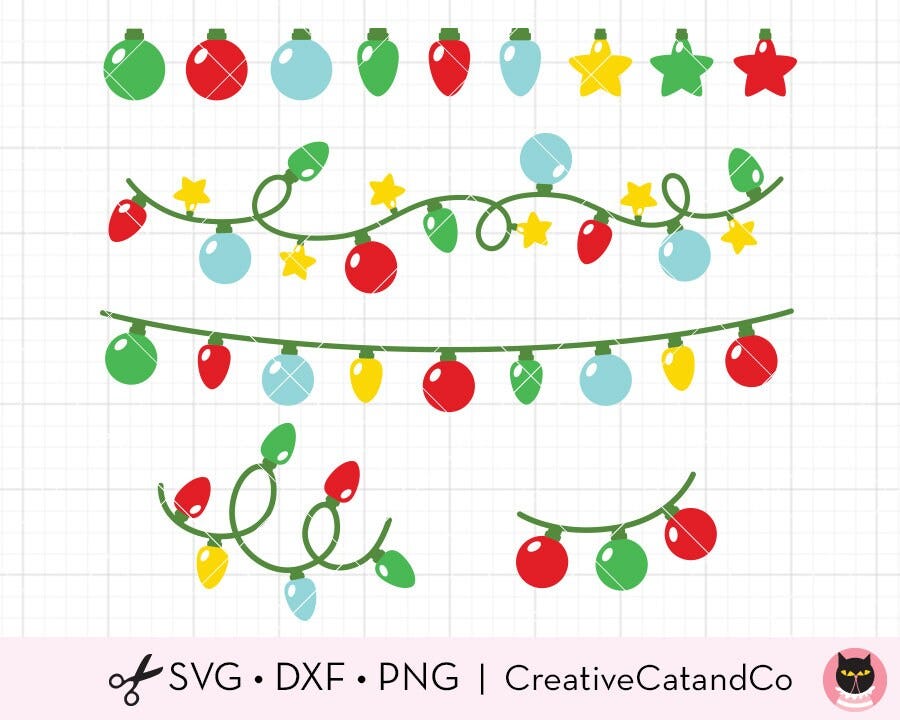 Holidays String Light SVG DXF Christmas Party Decoration Light Lighting ...