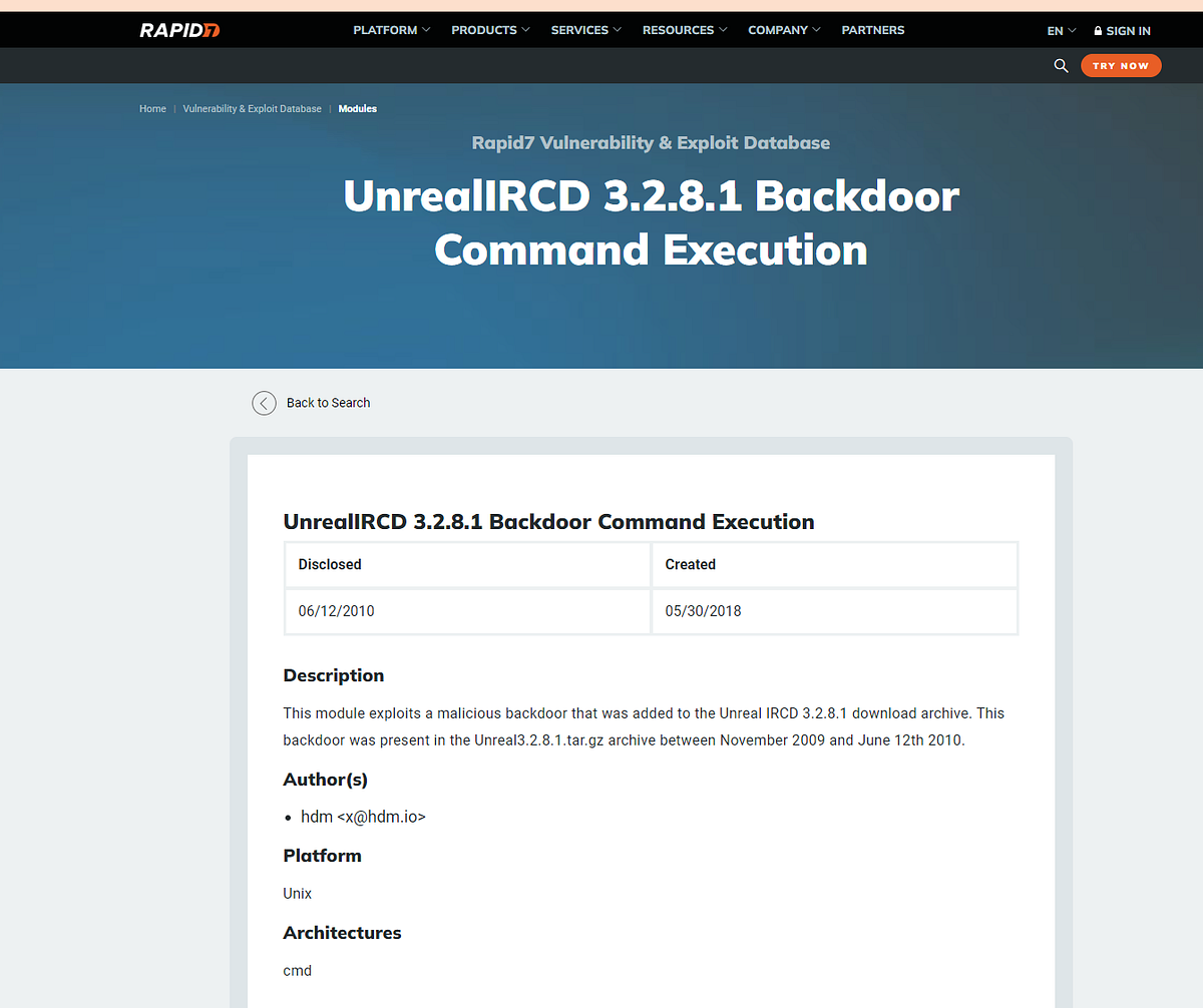 Exploiting vulnerability unreal IRCD Backdoor | by Devraj Khadka | Medium