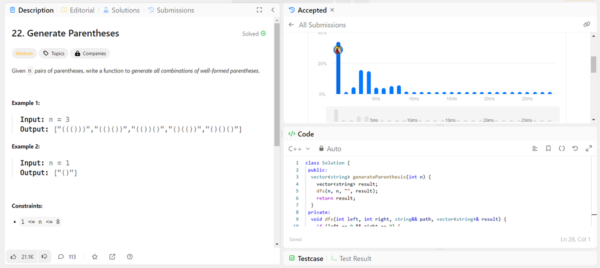 Leetcode 22: Generate Parentheses | by Rutuja Bhombe | Medium