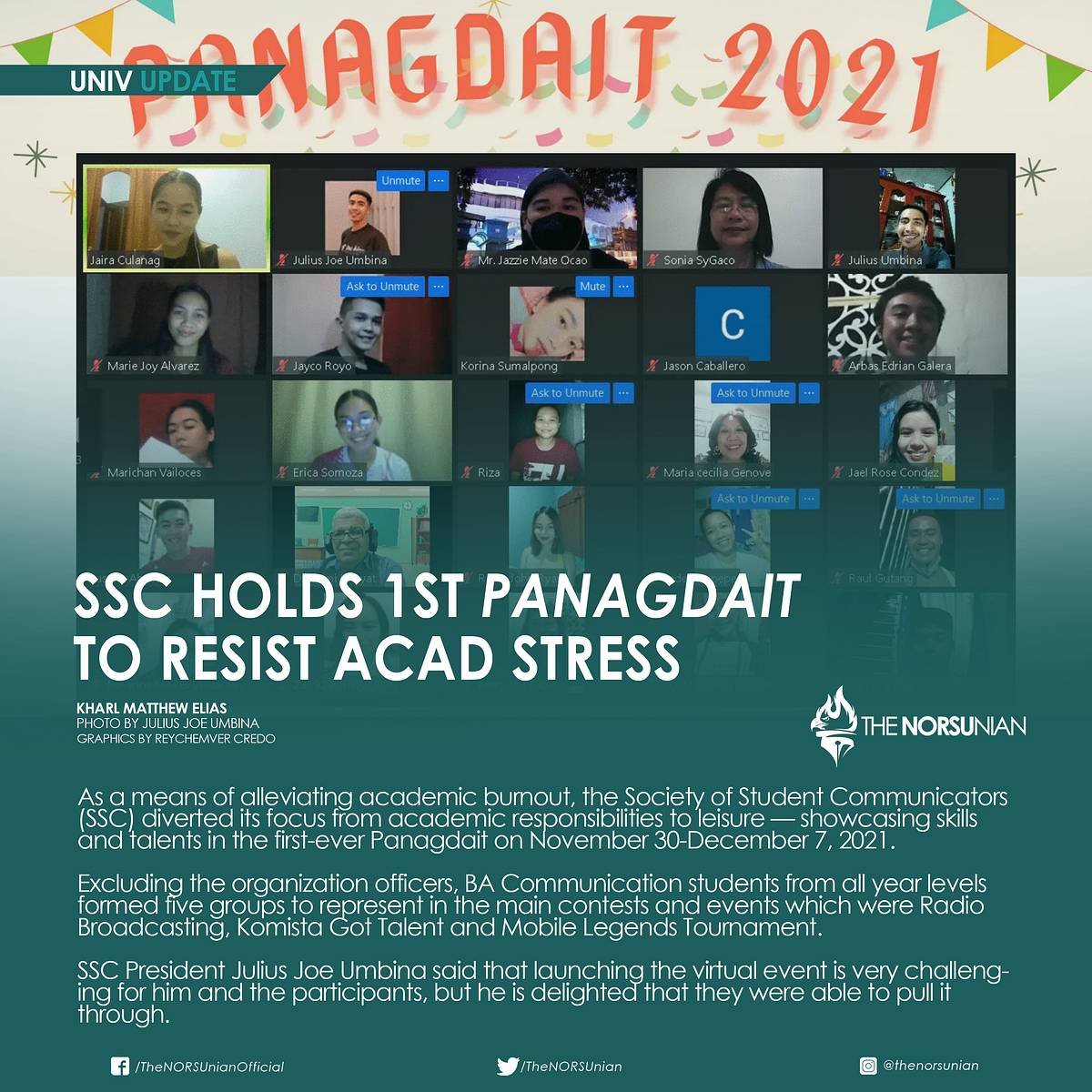 SSC holds 1st Panagdait to resist acad stress | by The NORSUnian | Medium