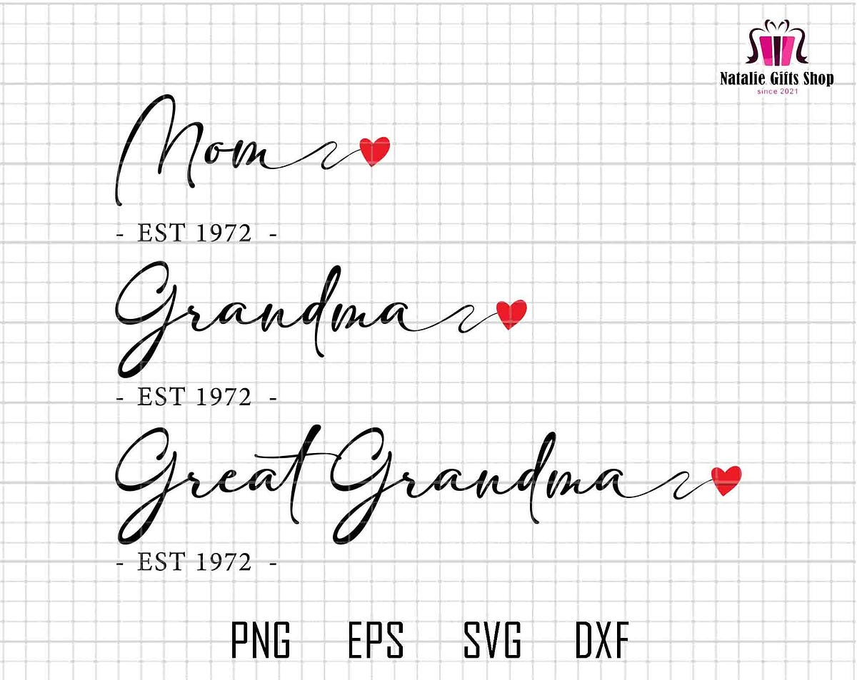 Personalized Mom Est Grandma Est Great Grandma Est Svg, Grandmother Svg ...