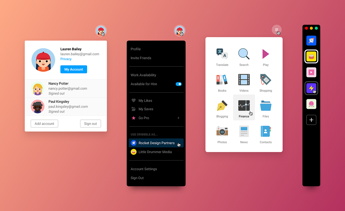 Ways to Design Account Switchers & App Switchers | by Jon Moore | UX ...