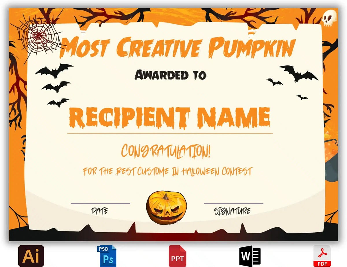 Spookify Your Halloween Most Creative Pumpkin Certificate with ...
