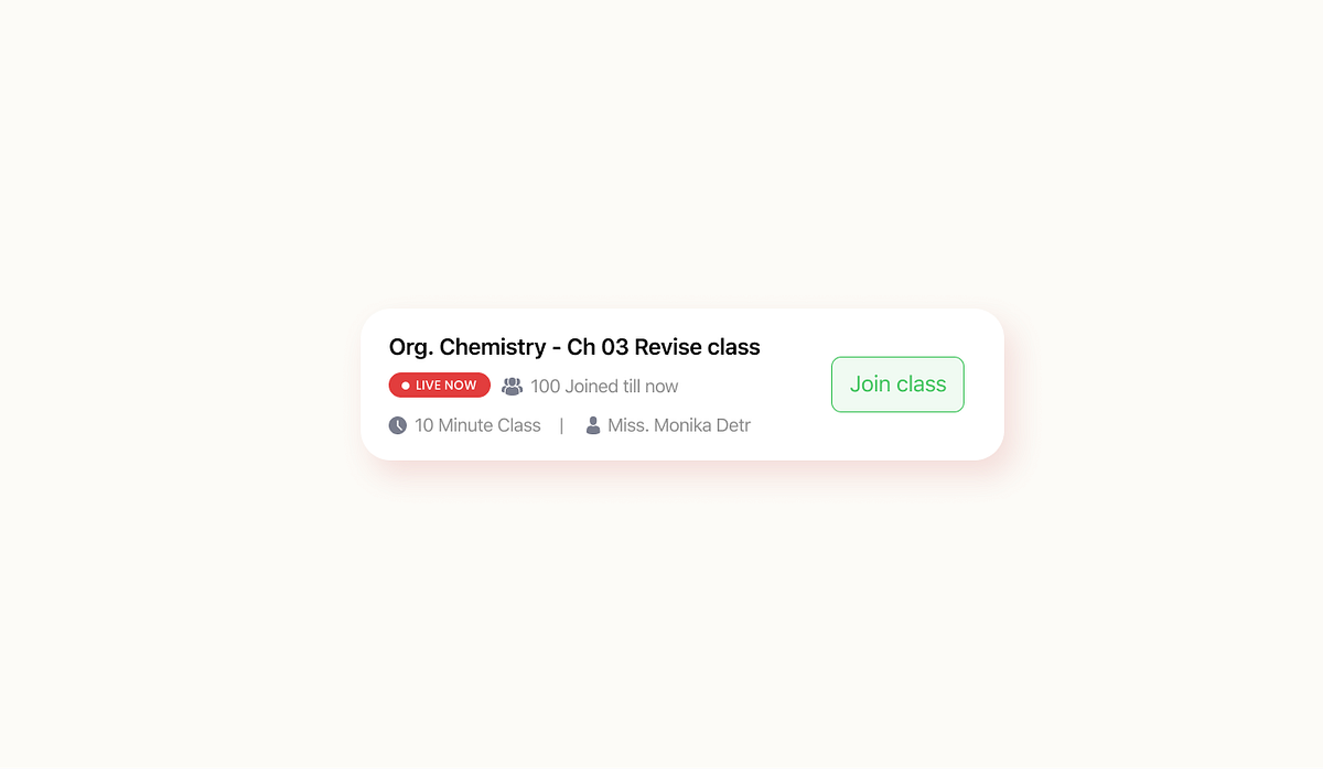 Live Classes Screen Design | Medium