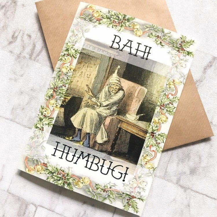 A5 A Christmas Carol Greeting Card — Bah Humbug Scrooge Charles