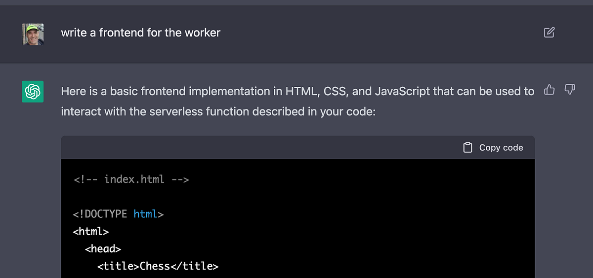 Using OpenAI ChatGPT to create a Cloudflare worker-based chess game frontend | by Zeger Knops ...