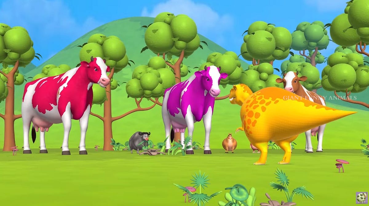 3 Giant Color Cows Save Mini Wild Animals from T-Rex | Animal Rescue ...