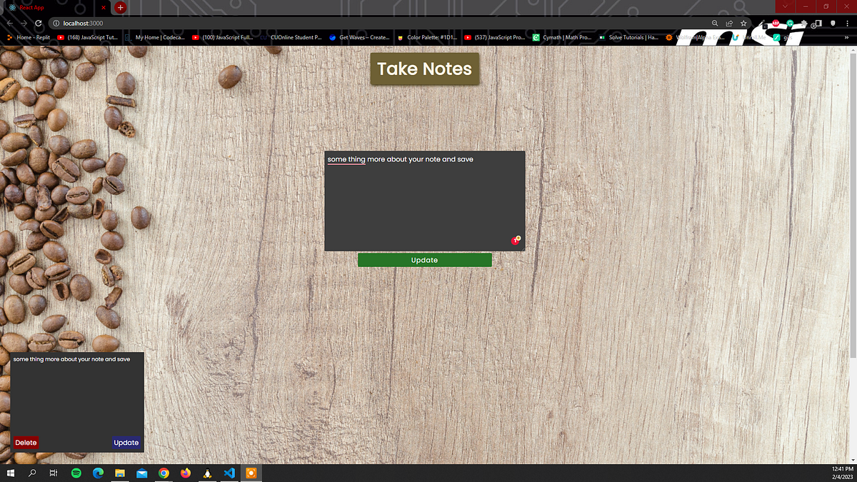 Make a note-taking app in react. In order to make a note-taking app ...