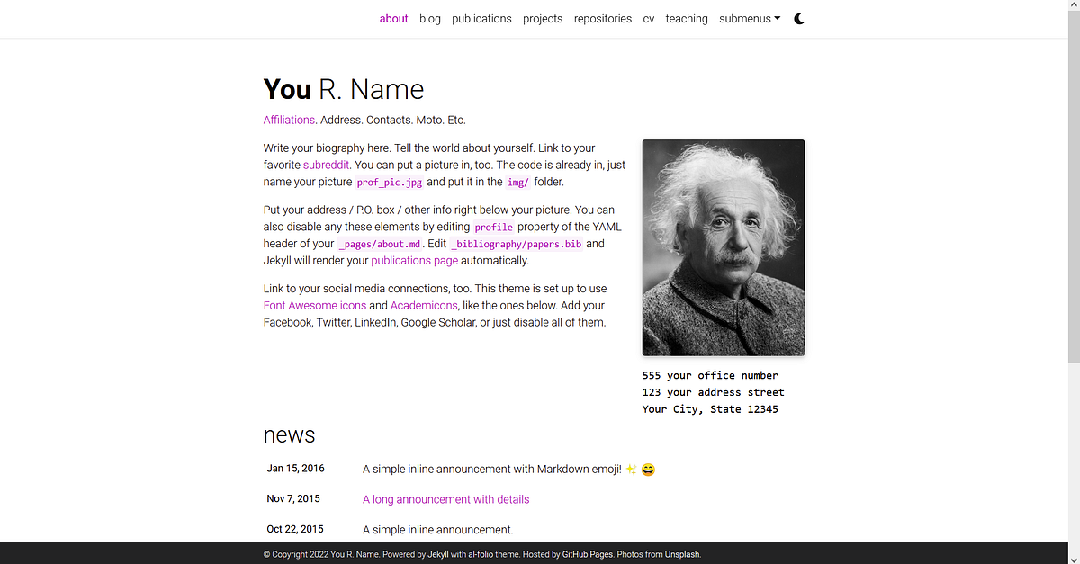 Create a personal academic website (minimal coding) | by Carl | Medium