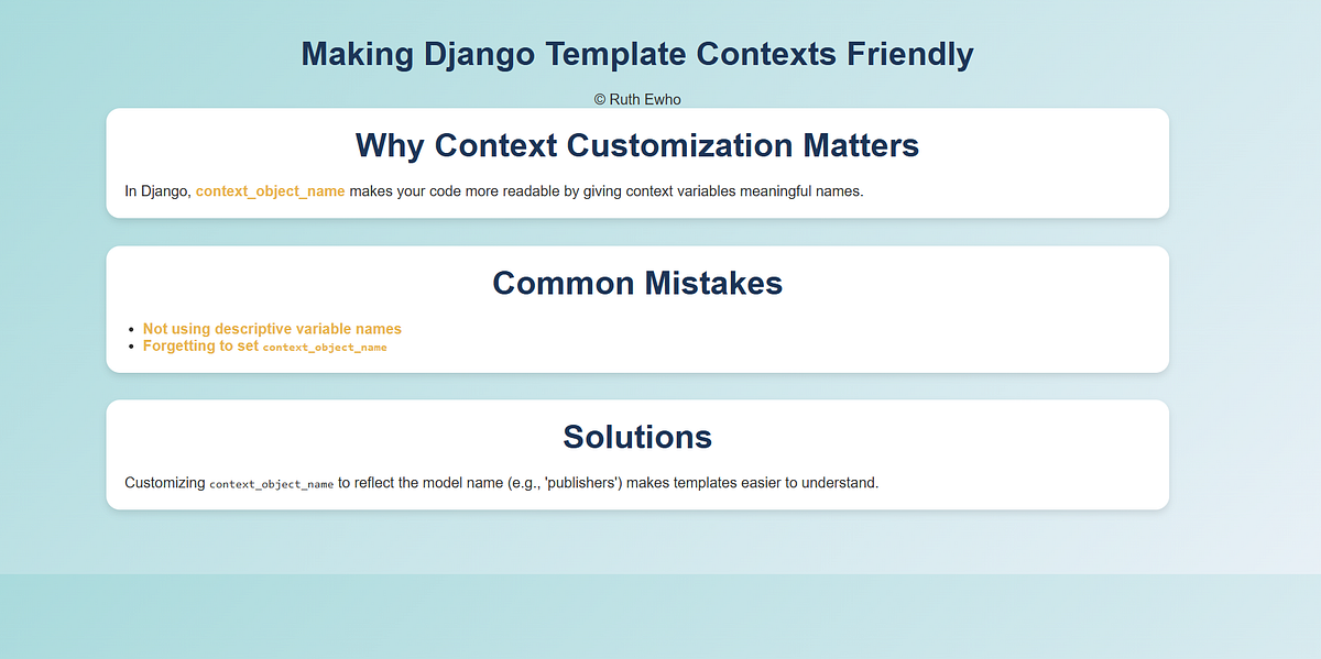 Making “Friendly” Template Contexts in Django: A Practical Guide | by Ewho Ruth | Django ...
