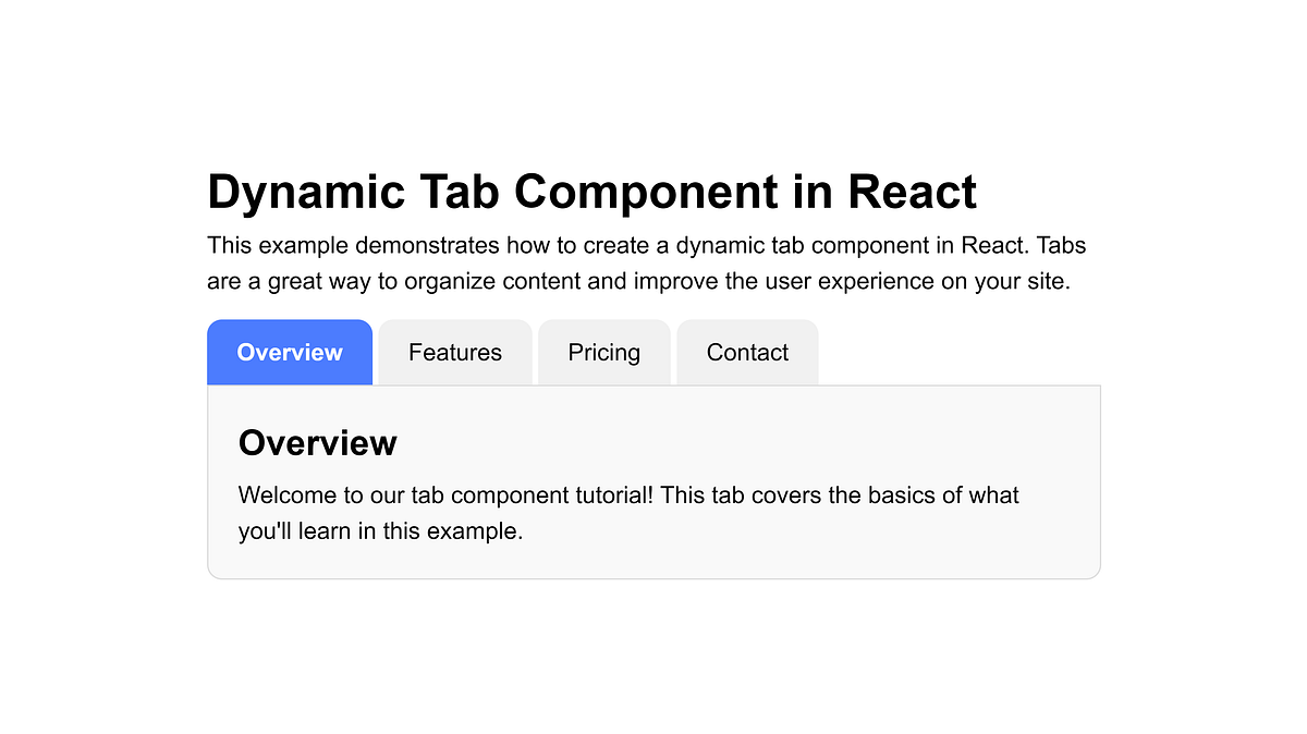 Building a Dynamic Tab Component in React JS | by Tajammal Maqbool | Medium