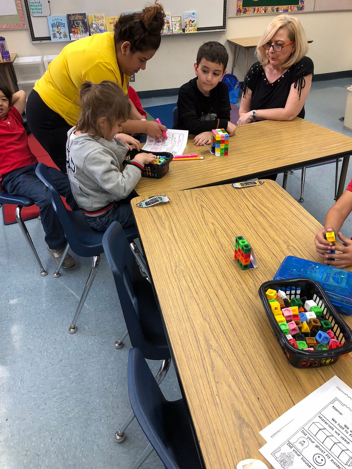First graders working on a Ghost 👻 STEM Project with inclusion friends ...