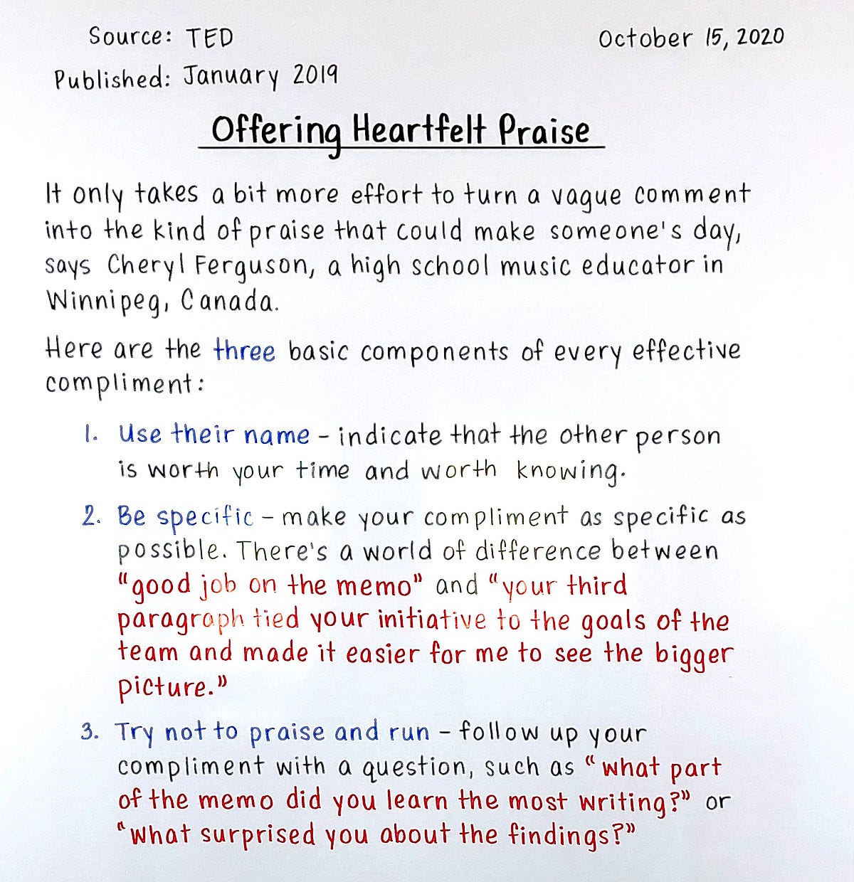 Offering Heartfelt Praise. Source: TED Published: January 2019 | by ...