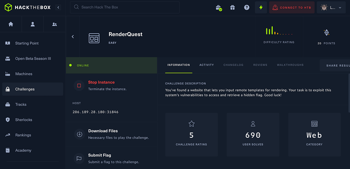 HackTheBox RenderQuest. HTB-Challenges- Web Challenge Info… | by Tanish Saxena | Medium