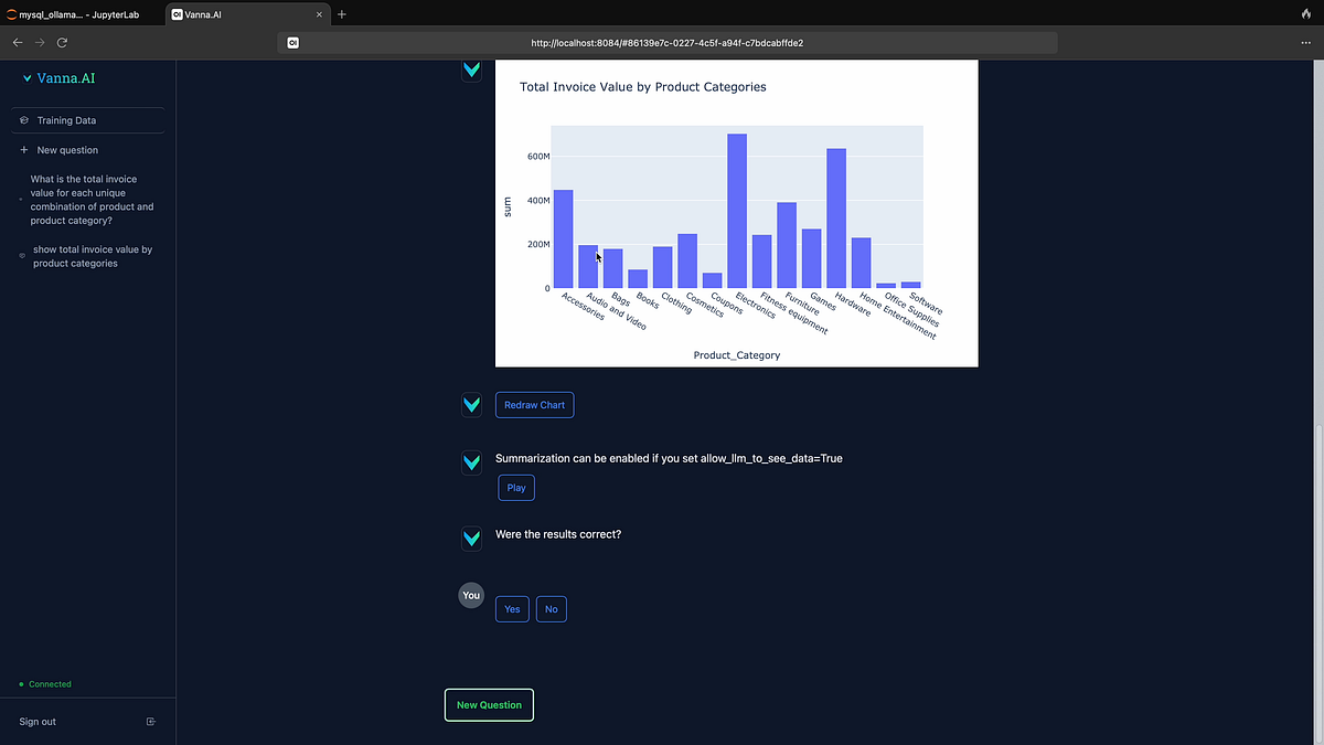 Vanna AI/Ollama/MySQL:Text to SQL & Automated Visualization (AI Powered Copilot for SQL Queries ...