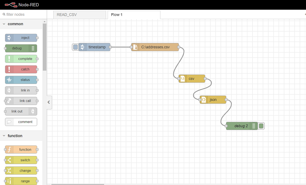 Read Excel/CSV using Node-RED & Convert Data To Json | by Digvijay Singh | Medium