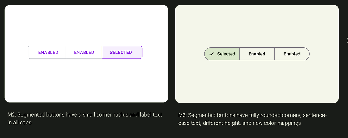 Segmented Buttons Compose Material 3 | by Fergus A Hewson | Medium