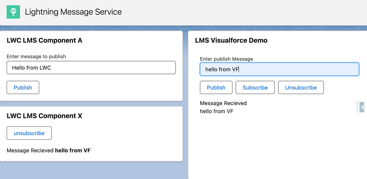 LWC to VisualForce Page Communication: via Lightning Message Service ...