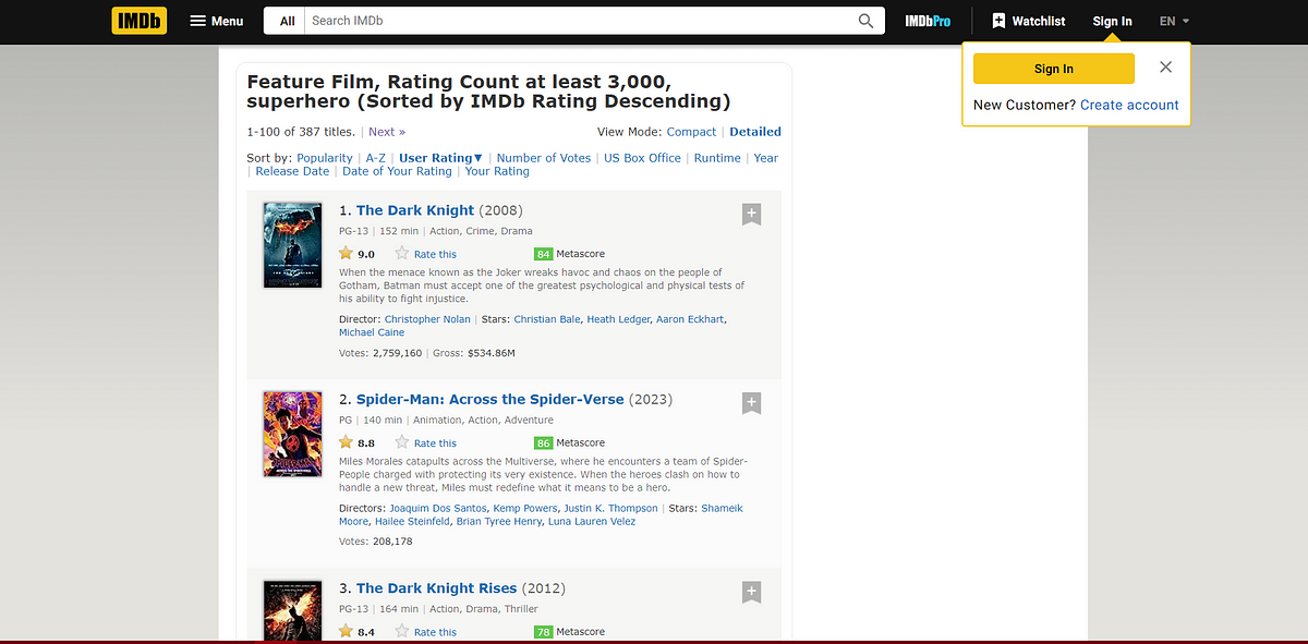 ทำ Web Scraping Imdb หนัง Superhero โดยใช้ Python พร้อมทำ Data Visulization By Ice Zy Duke