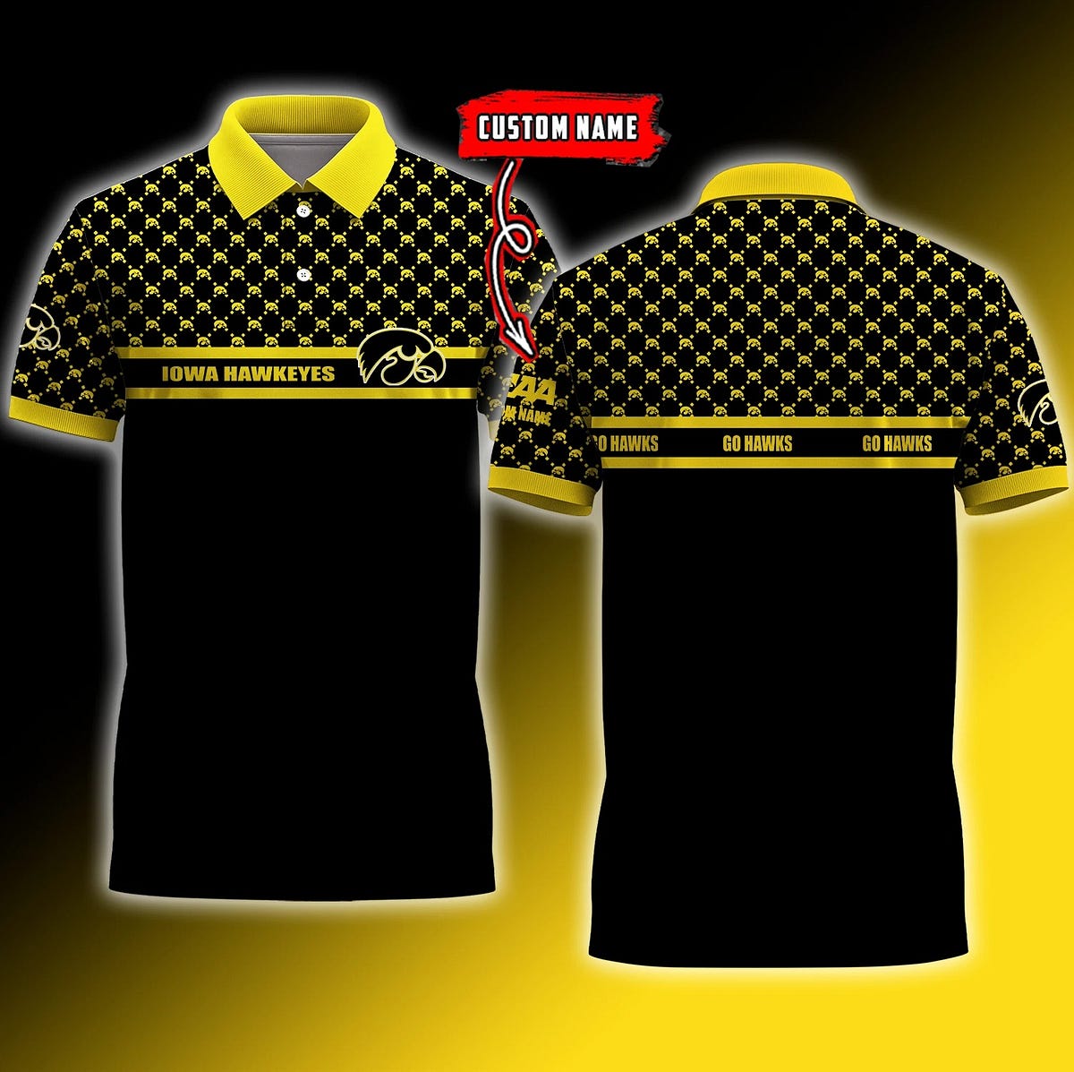 Iowa Hawkeyes Custom Name Monogram Men Polo Shirt | by Greamim | May ...