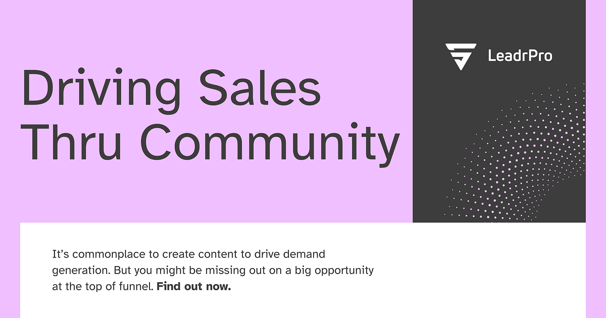 Building Community for Sales. Webinars, Podcasts, Product Advisory ...
