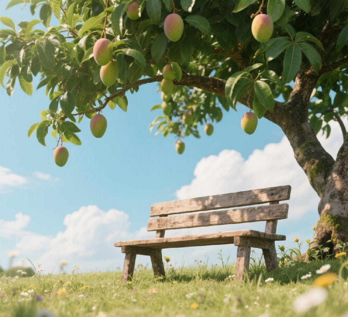 The Bench by the Mango Tree. Zyklone | by Zyklone | Jul, 2025 | Medium
