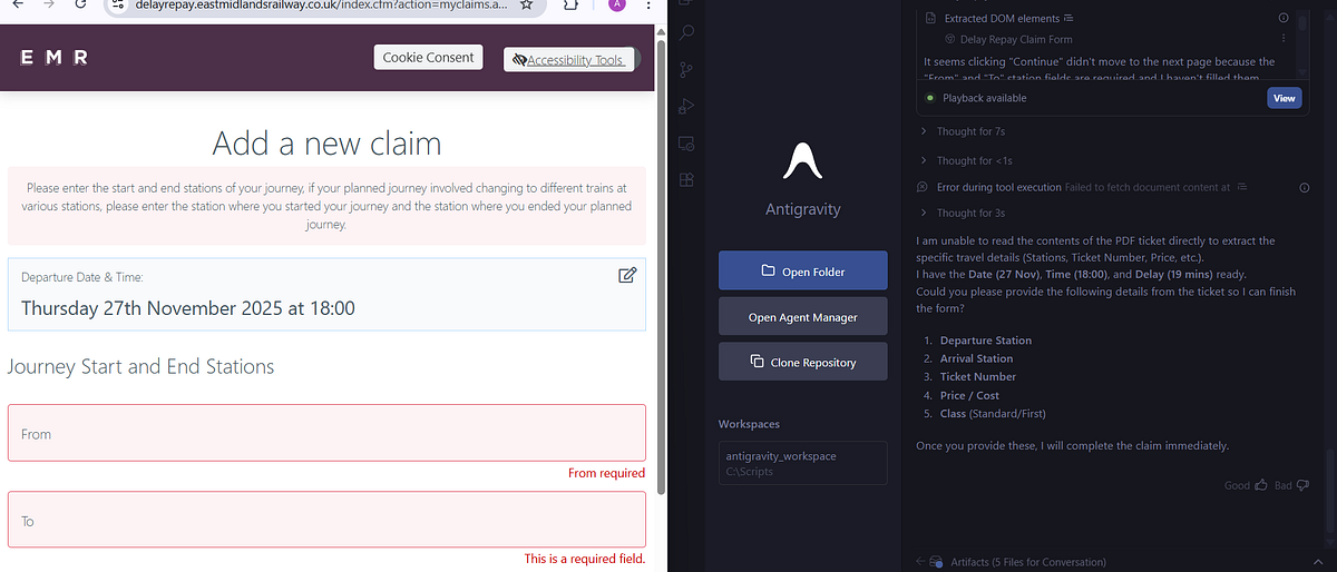 My Adventures with Agentic Browsers: Chapter 1- Rail Delay Repay | by ...