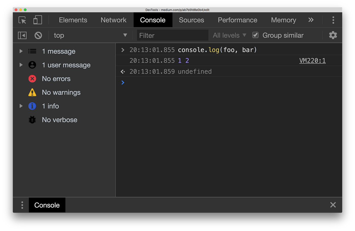 JavaScript30 - Day 9. Day 9: Dev Tool Tools Domination | by Taran Arora | Medium