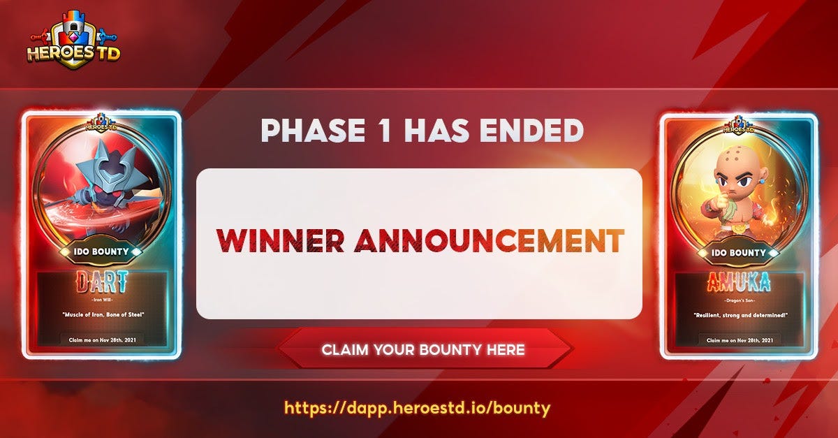 🎁 HeroesTD BOUNTY PHASE 1 — WINNER ANNOUNCEMENT | by Heroes TD | Medium