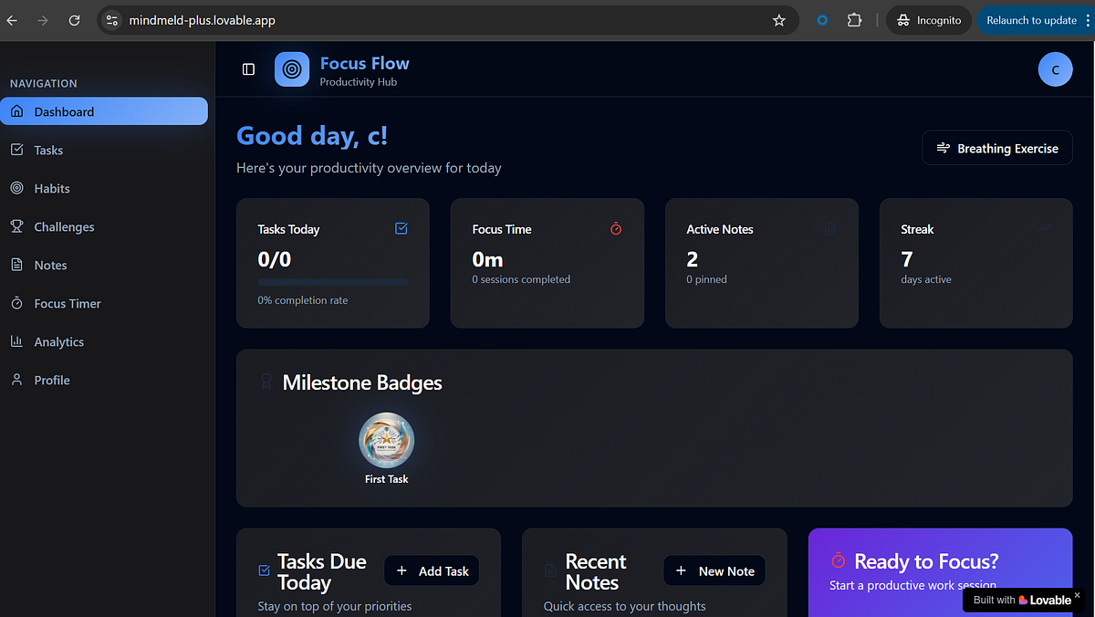 Building focus flow, an app for productivity | Medium