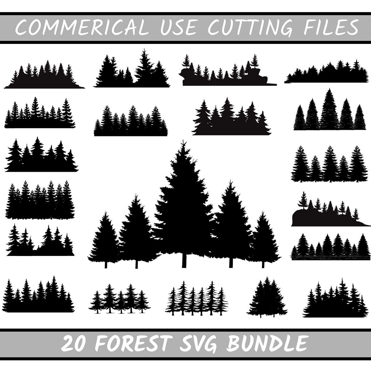 Forest Tree svg Outdoor Camping, Forest Tree Silhouette SVG Bundle ...