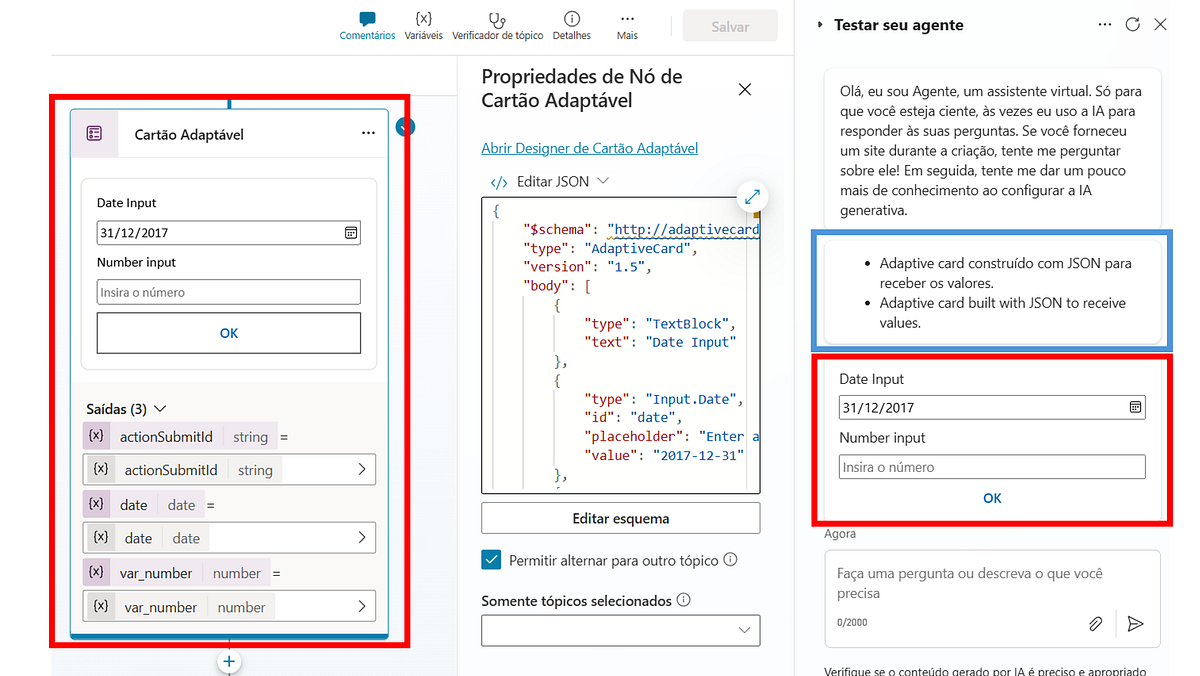 Copilot Studio, variáveis com JSON e adaptive cards (parte 2) | by ...