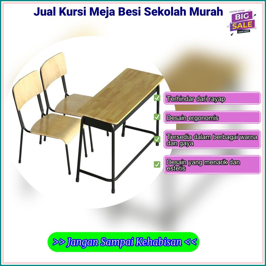 Jual Kursi Meja Besi Sekolah Murah - Sekolahmejabelajar - Medium