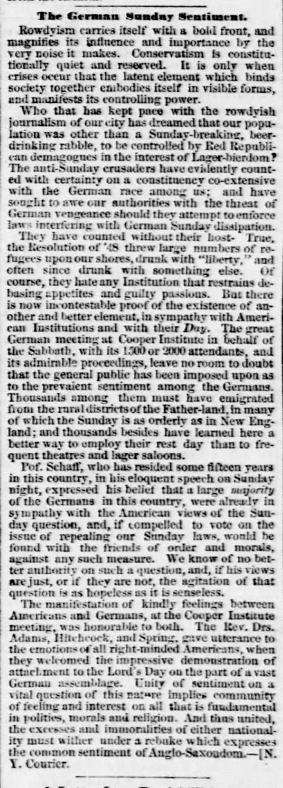 When comparing the Sunday rituals of German Americans versus Anglo ...
