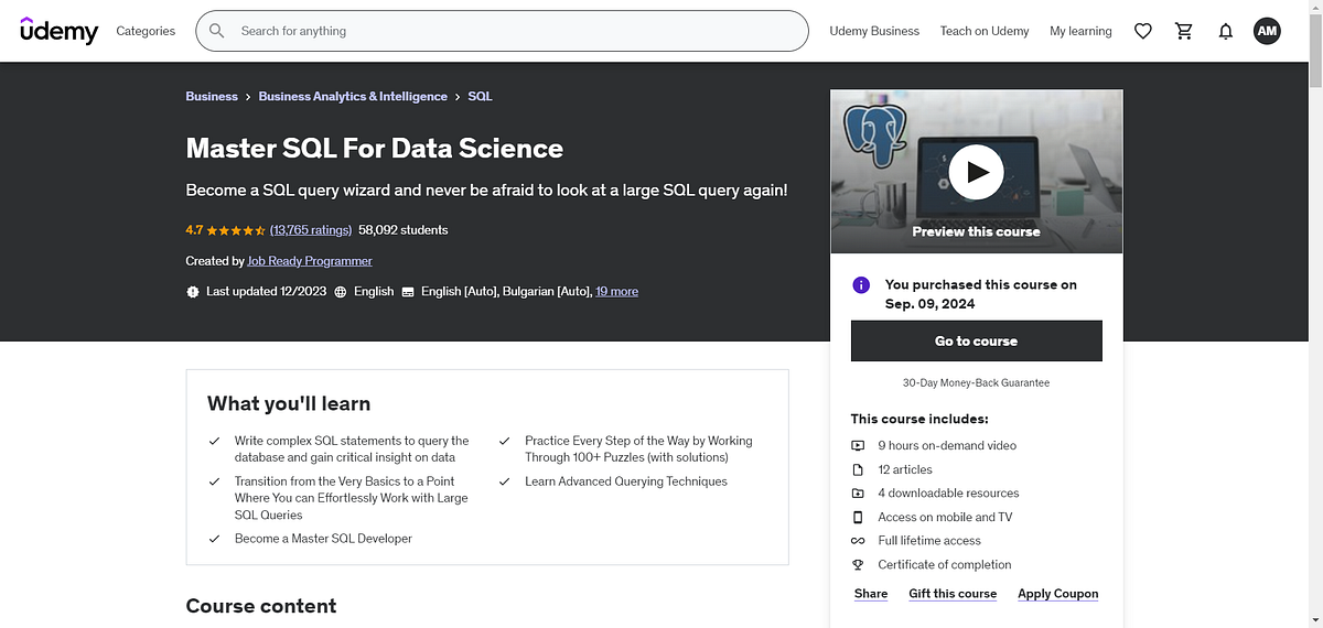 Learning SQL — Day 1. Picked up this course from Udemy to… | by Asif Mahmoud | Sep, 2024 | Medium