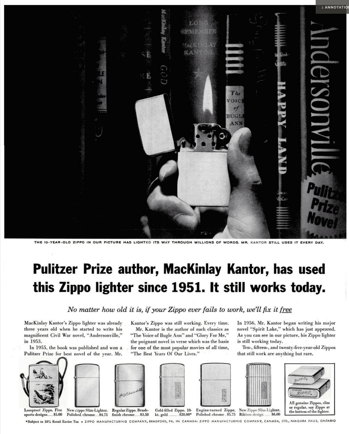 Zippo “It Still Works” Ads -MacKinlay Kantor Ad — by Ogilvy & Mather ...