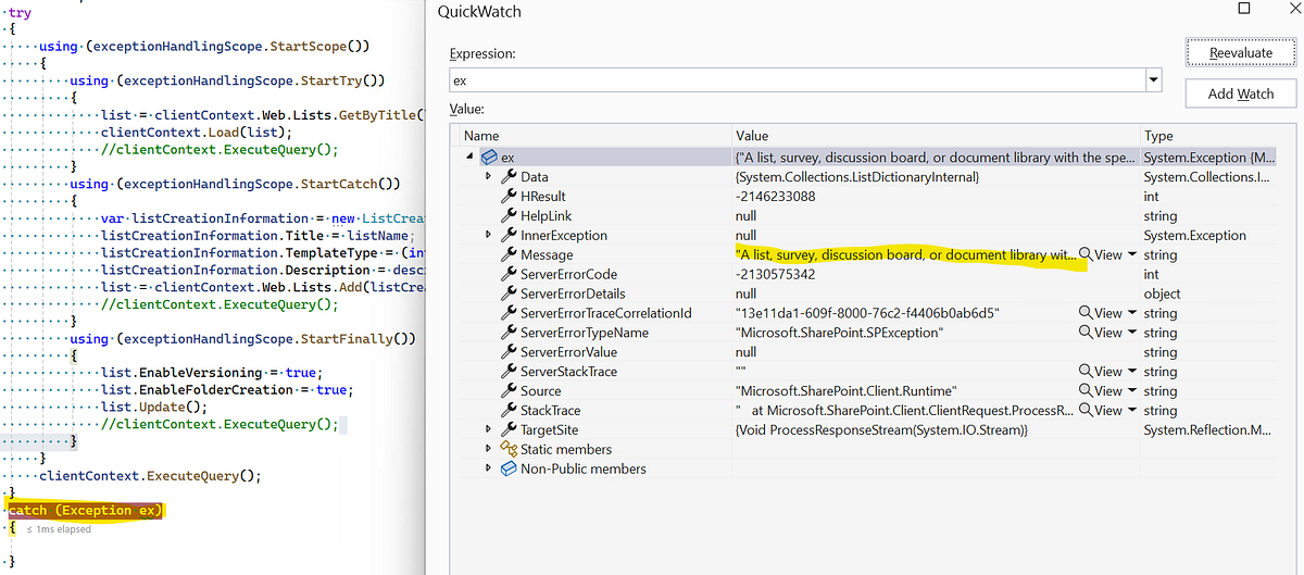 Using CSOM ExceptionHandlingScope with SharePoint Online | by Yuri Leontyev | Medium