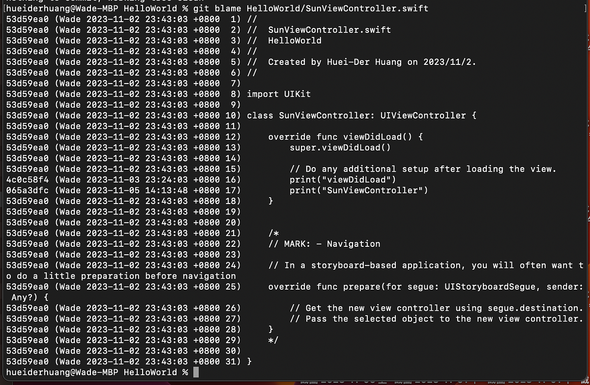 Git | #9 Git 常用指令 | git blame. 前言 | by 黃暉德 Wade Huang | Medium
