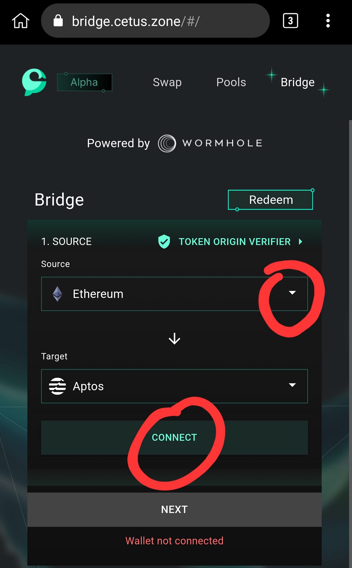 Toturial how to use Cetus Bridge powered by Wormhole and add liquidity ...