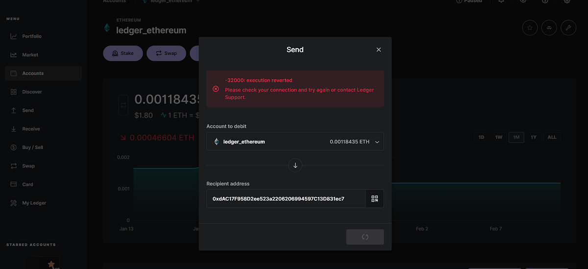 “3: EXECUTION REVERTED” ERROR (ERC20/BEP20 TOKENS) — Ledger Live how to fix? - Frank A. Dunbar ...