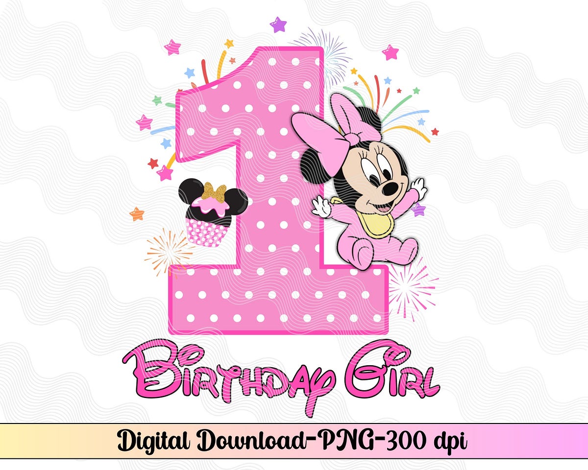 Cute 1st Birthday Baby Minnie, Pink minnie PNG, 1st Birthday Iron On ...