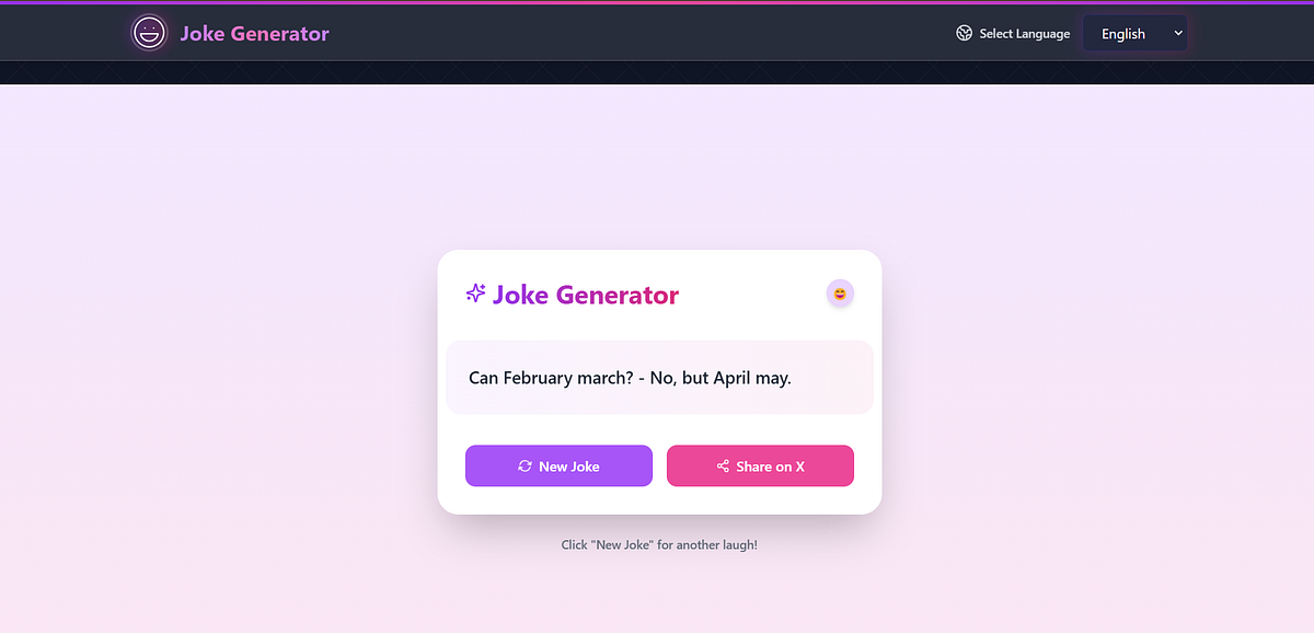 Joke Generator with Tolgee. Hey everyone! I’m excited to share my… | by Mayank Mohapatra | Oct ...