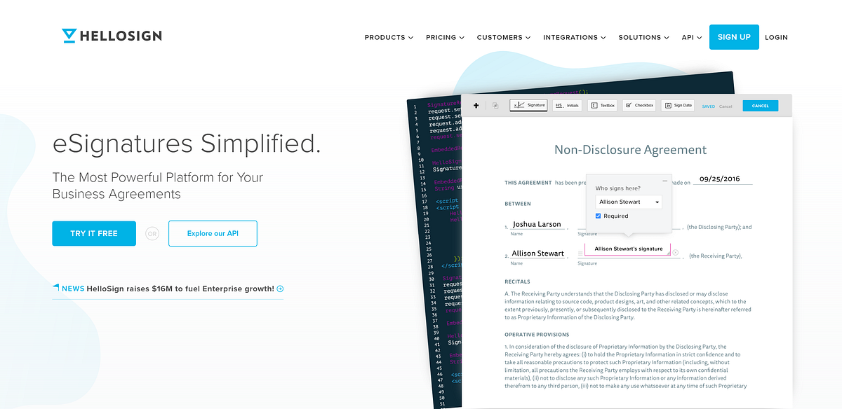 HelloSign raise $16 million in series B round | by Edwin Elodimuor | The SaaS Review | Medium