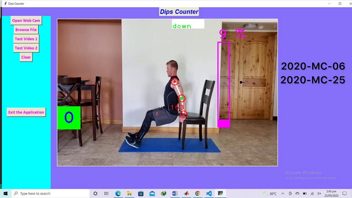 Dips Exercise using Media pipe python | by Usman Shakeel | Medium