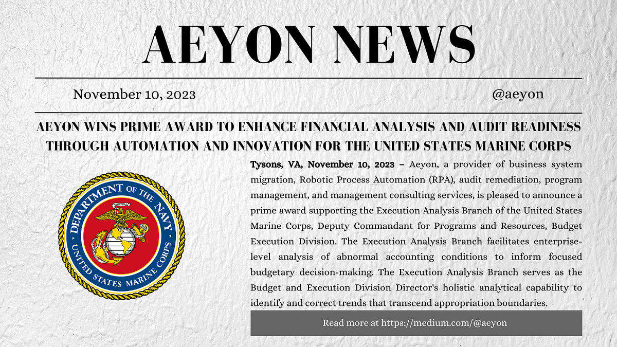 Aeyon Wins Prime Award to Enhance Financial Analysis and Audit ...